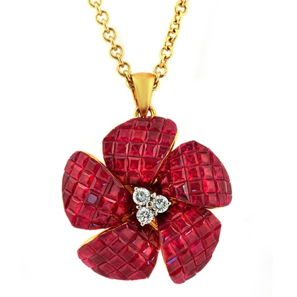 None | Jewelry | 4k Yellow Gold Invisible Set Ruby Necklace | Poshmark